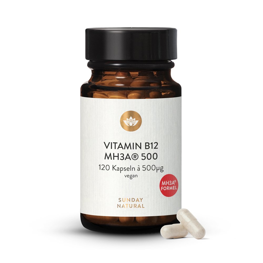 Vitamin B12 MH3A 500µg bioaktiv vegan 120 Mini-Kapseln | Sunday Natural